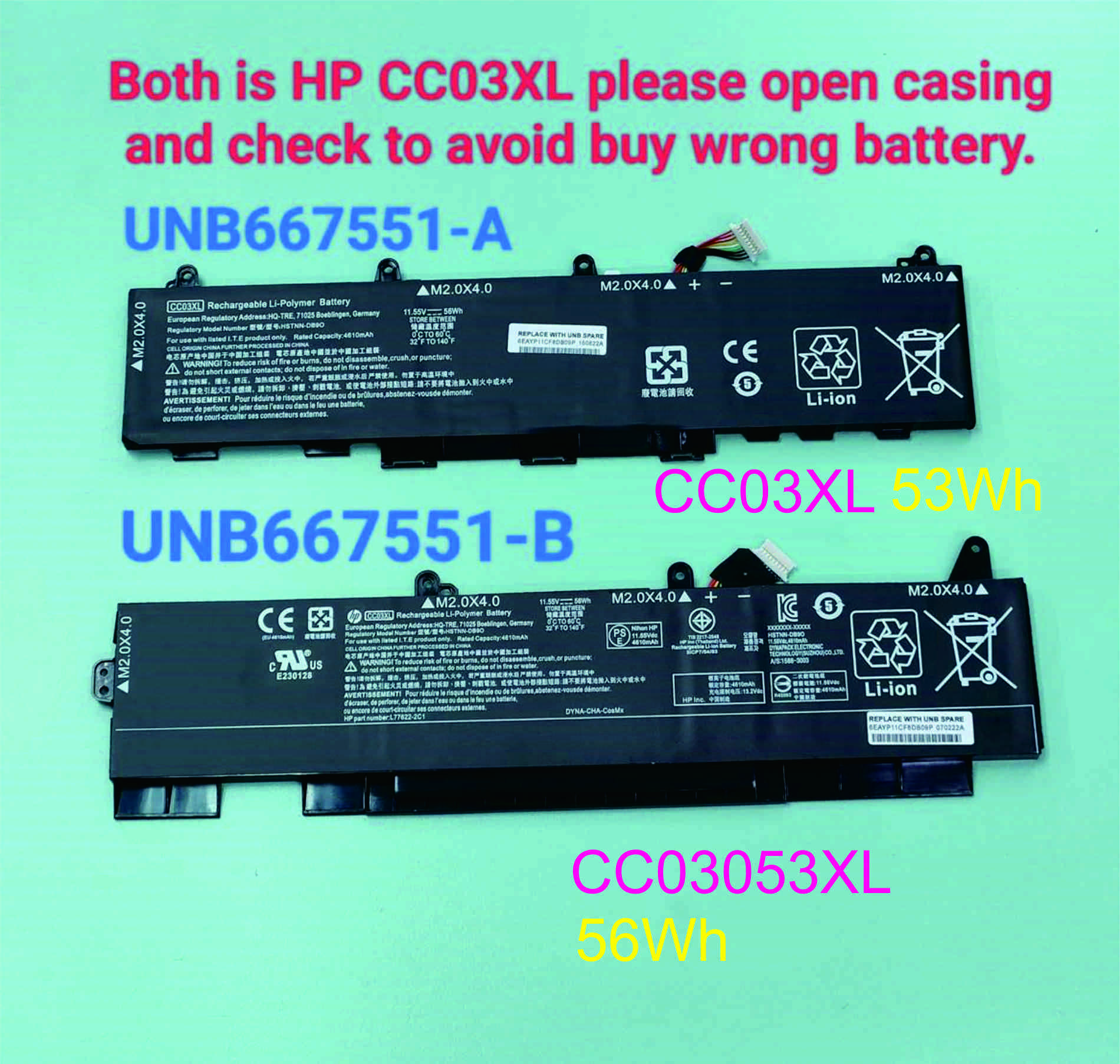 HP CC03XL CC03053XL HSTNN-DB9Q HSTNN-IB9F HSTNN-LB8Q HSTNN-UB8W battery ...