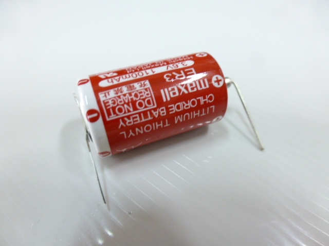 Maxell ER3 3.6V 1/2AA super lithium battery with solder pin and tab ...