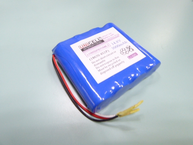 14.8V 3.0Ah 18650 4S1P li-ion battery pack with 3 wire output | Unicell