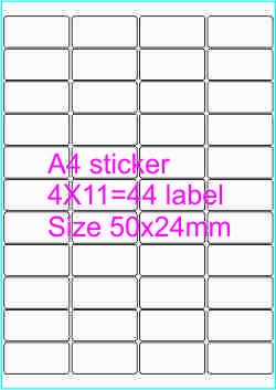 A4 size pre-cut sticker label size 50 x 24 mm | Unicell