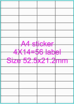 A4 size pre-cut sticker label size 52.5 x 21.2 mm | Unicell